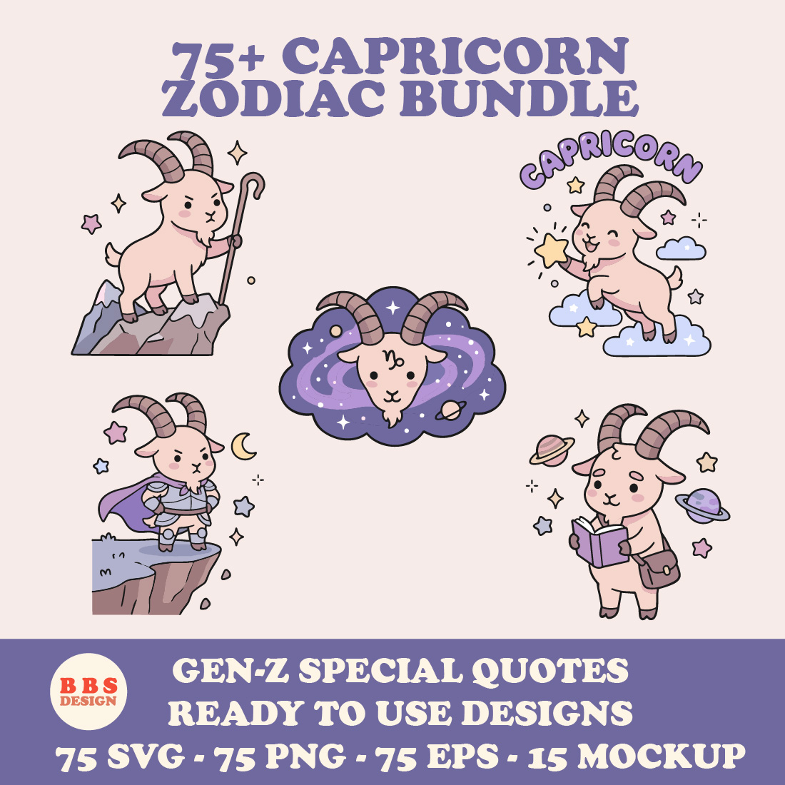 75+ Capricorn Zodiac Bundle - Kawaii Chibi Boss Goat SVGs & Gen-Z ...
