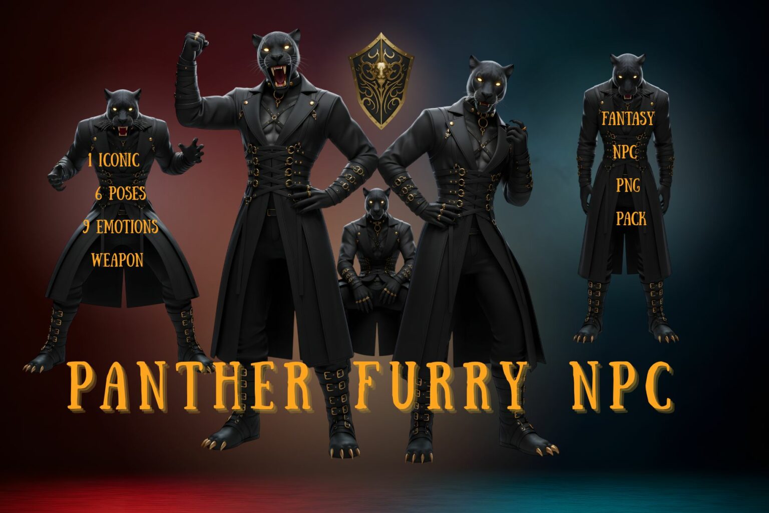 Panther FURRY NPC — 1 Iconic Character, 6 Poses, 9 Emotions | Fantasy ...