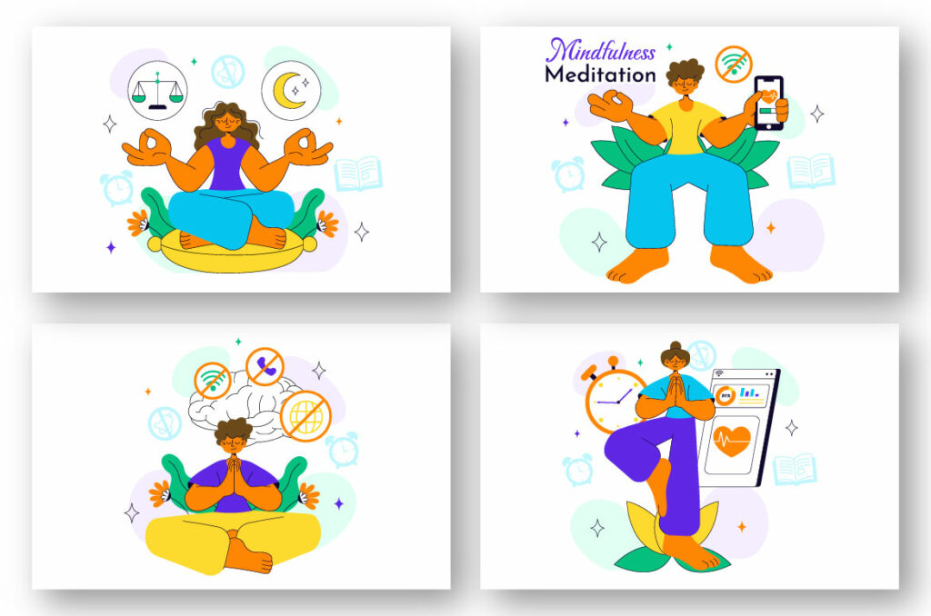10 Mindfulness Meditation Practice Illustration - MasterBundles