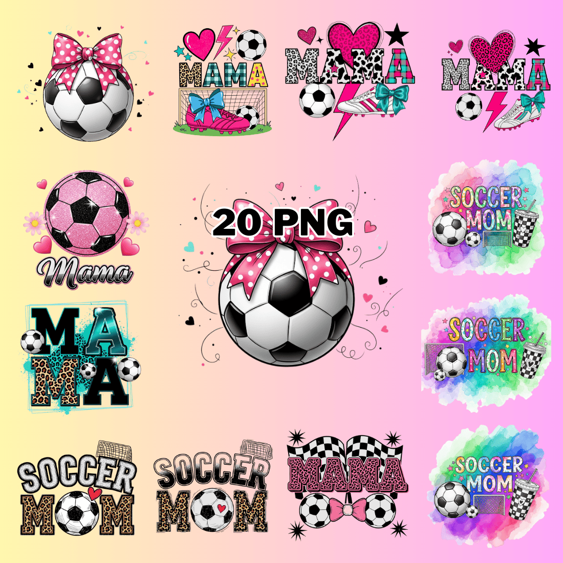 Colorful Soccer Mama Tools Sublimation Clipart Bundle - MasterBundles