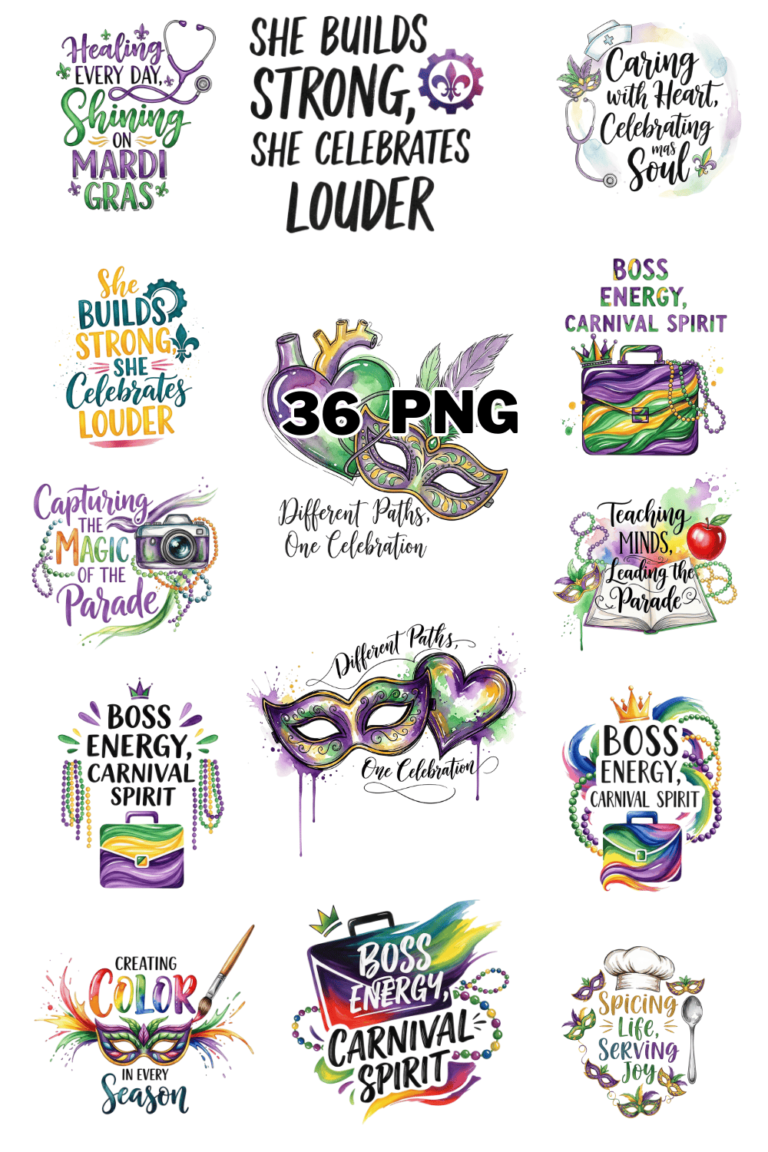 Watercolor Professional Mardi Gras Sublimation Clipart Bundle ...
