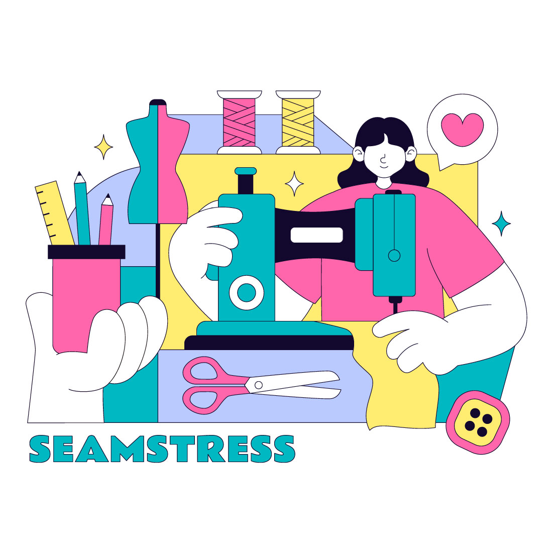 10 Seamstress Vector Illustration - MasterBundles