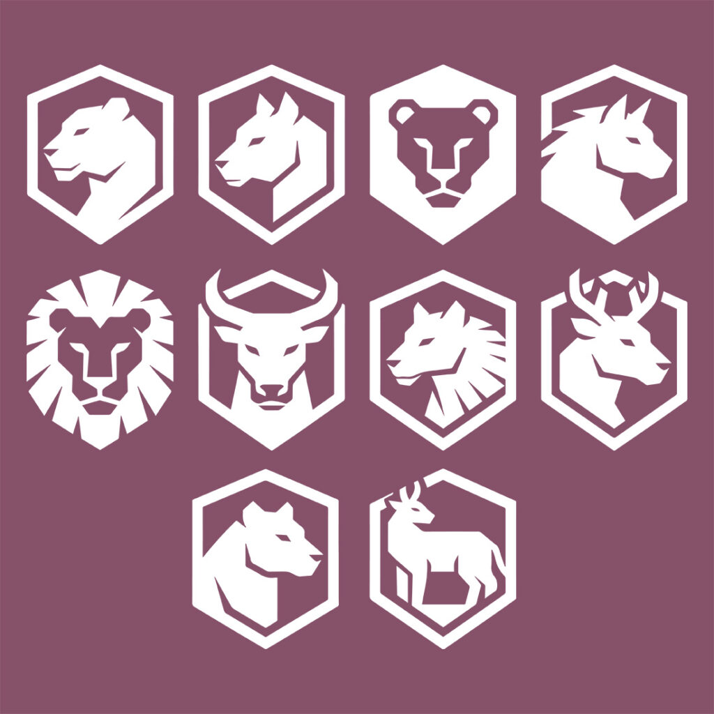 10 Animal Logos – Bold Wildlife Hexagon Logo Bundle - MasterBundles