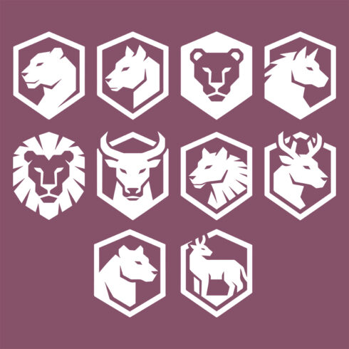 10 Animal Logos – Bold Wildlife Hexagon Logo Bundle - MasterBundles