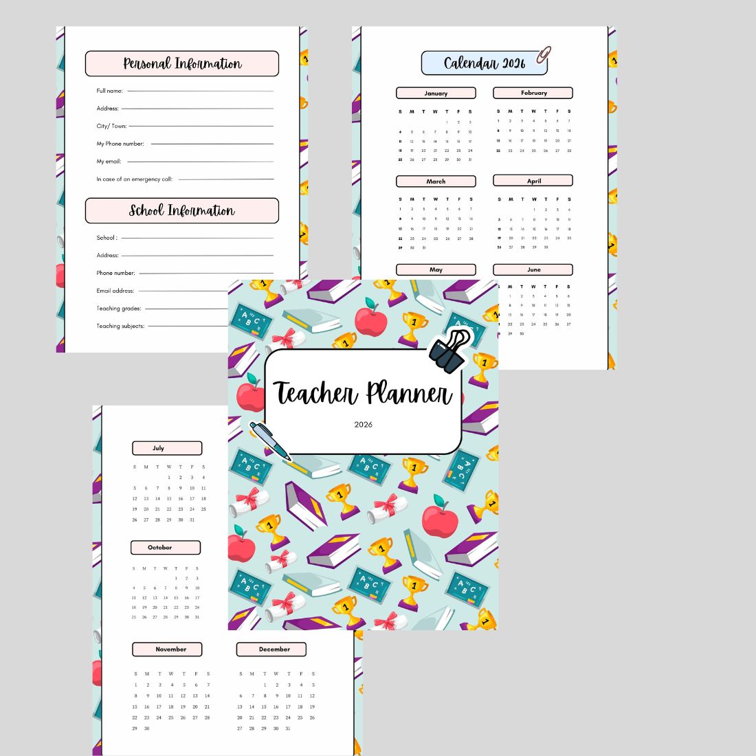 Teacher Planner 2026 – Academic & Daily Organizer - MasterBundles