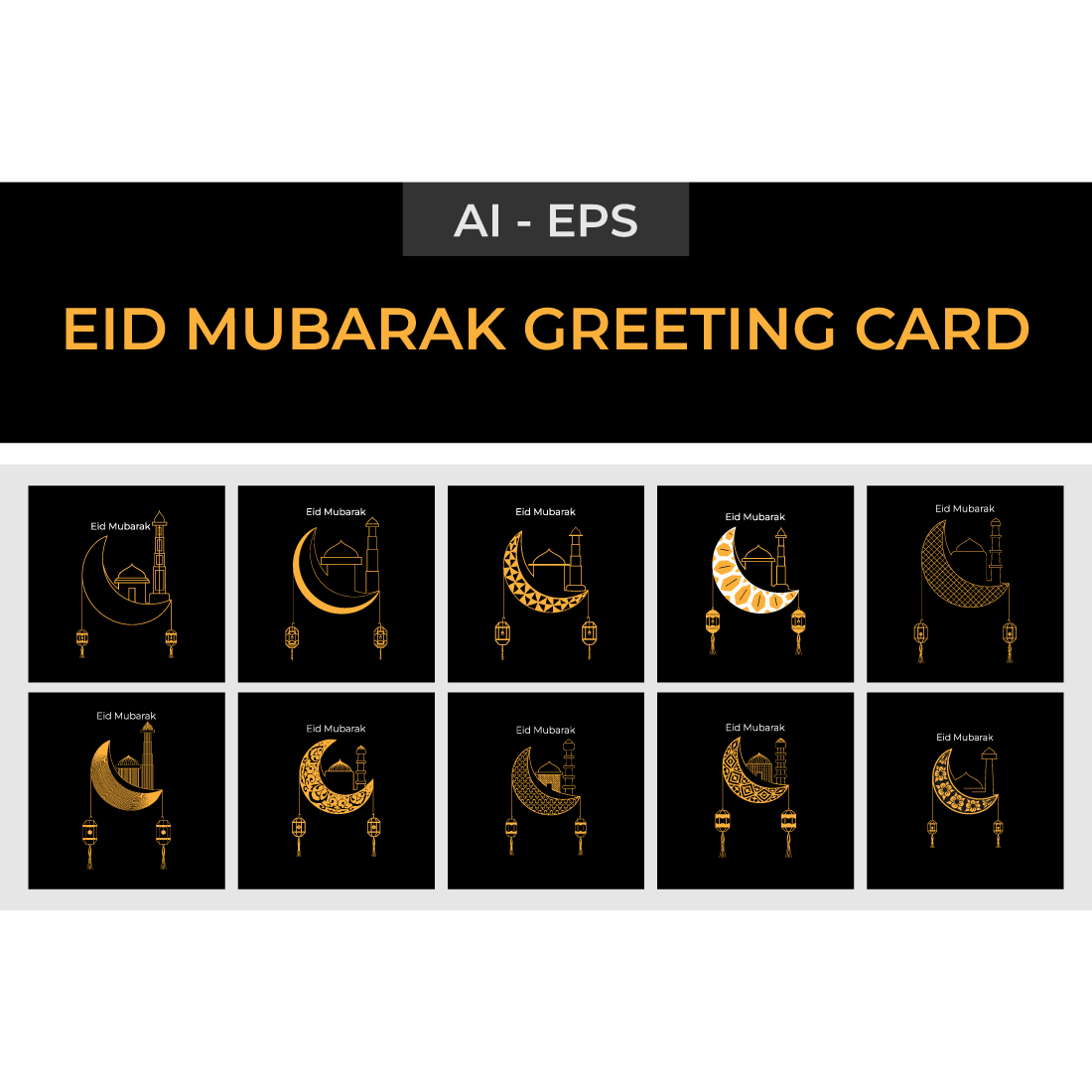 Eid Mubarak Greeting Card and Social Media Design - MasterBundles