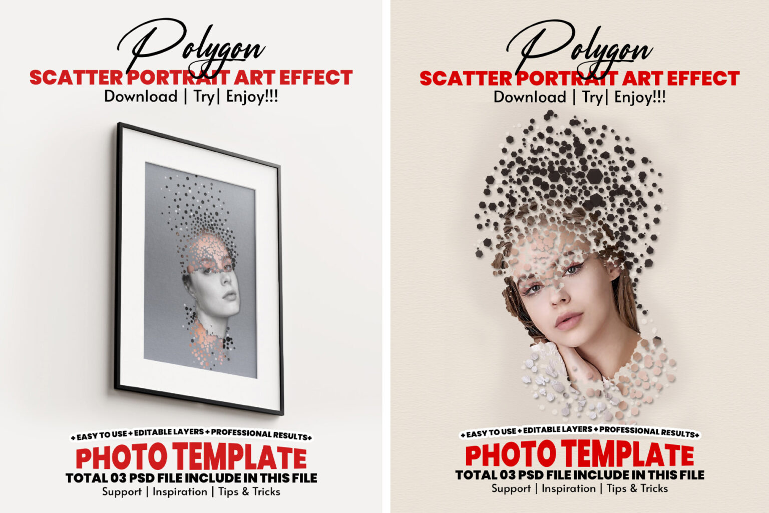 Polygon Scatter Portrait Template - MasterBundles
