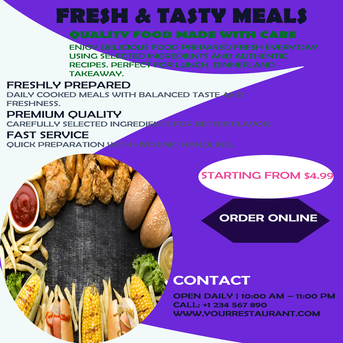 Modern Food Flyer Template – Editable Restaurant PSD Design - MasterBundles