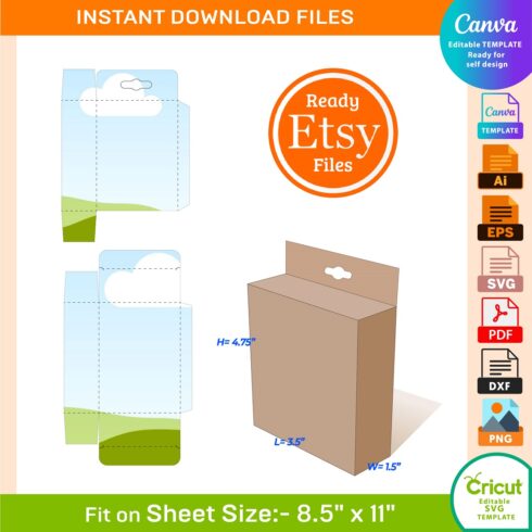 3.5x 1.5x 4.75 Size Crayon Box Template - MasterBundles