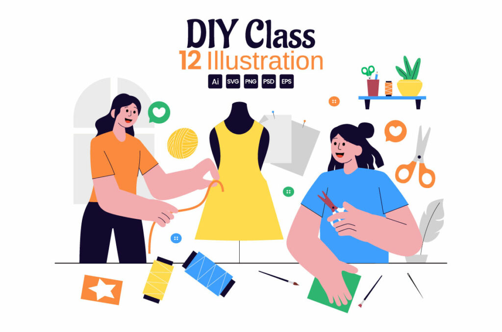 12 DIY Class or Craft Workshop Illustration - MasterBundles