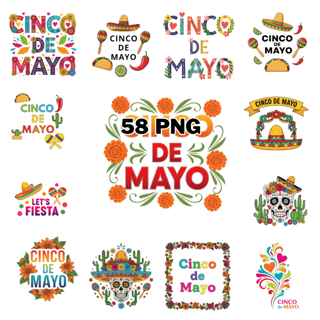 Vibrant Cinco de Mayo Mexican Heritage Sublimation Clipart Bundle ...