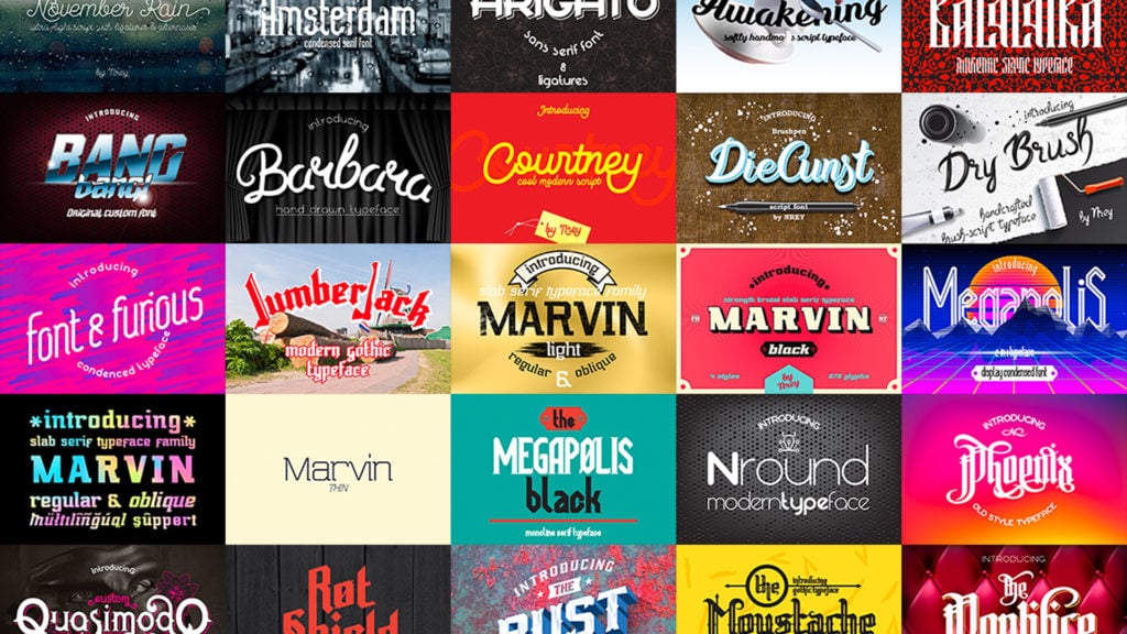 Font Bundle: 40 Typefaces from 22 Font Famili | MasterBundles