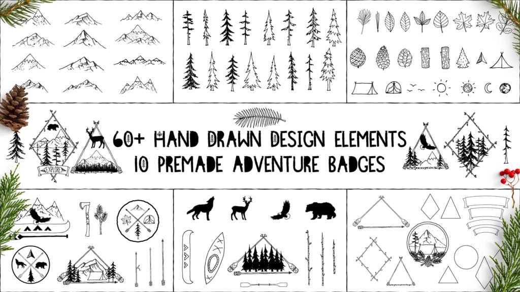 60+ Rustic Clipart Design Elements 🏔: Hand Drawn Rustic Vectors + Bonus ...