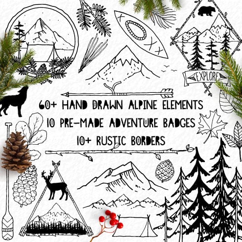 60+ Rustic Clipart Design Elements 🏔: Hand Drawn Rustic Vectors + Bonus ...