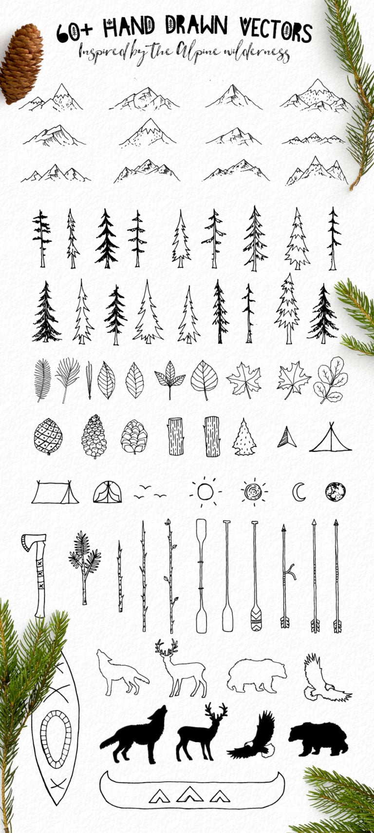 60+ Rustic Clipart Design Elements 🏔: Hand Drawn Rustic Vectors + Bonus ...