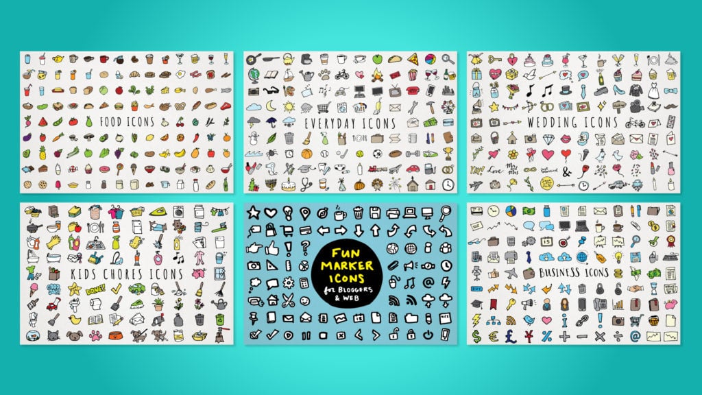 600+ Hand Drawn Icons Megapack – MasterBundles