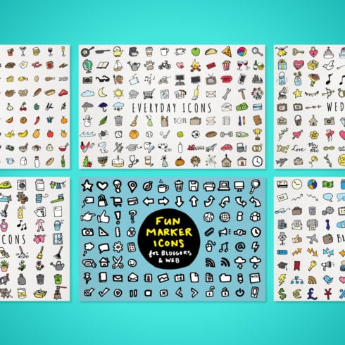 600+ Hand Drawn Icons Megapack | MasterBundles