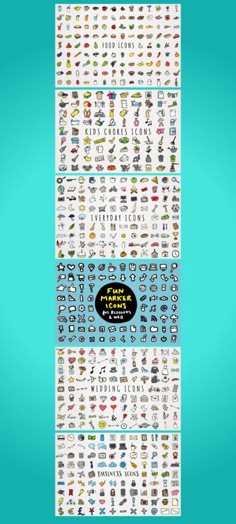 600+ Hand Drawn Icons Megapack – MasterBundles