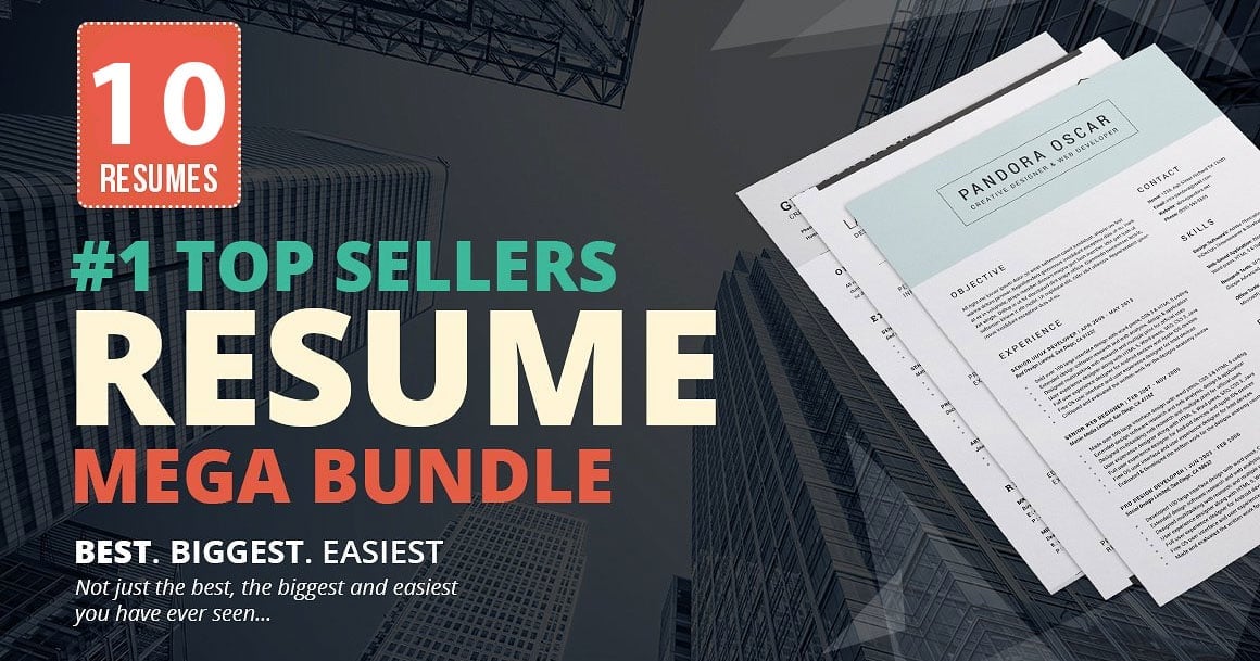 Digital Resume Bundle. 10 Print-ready CV Templates