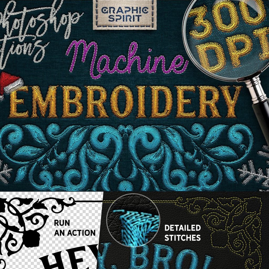 Machine Embroidery Photoshop Actions - $14 – MasterBundles