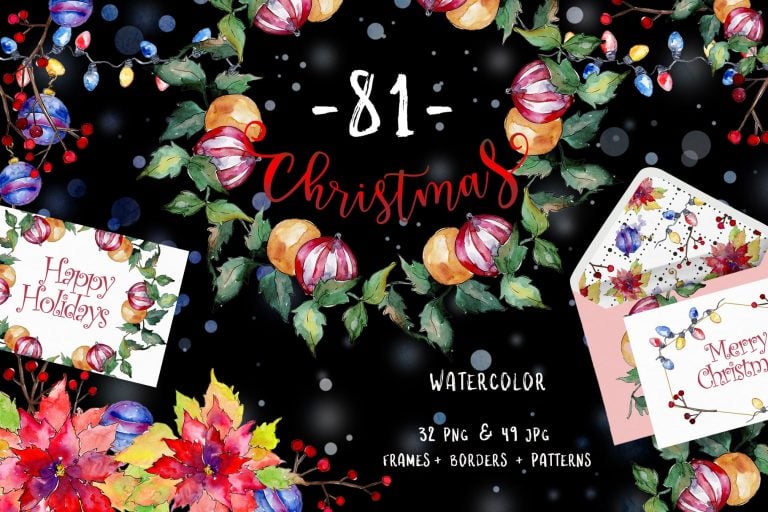 Christmas Happy Holiday PNG Watercolor Set - $11 – MasterBundles