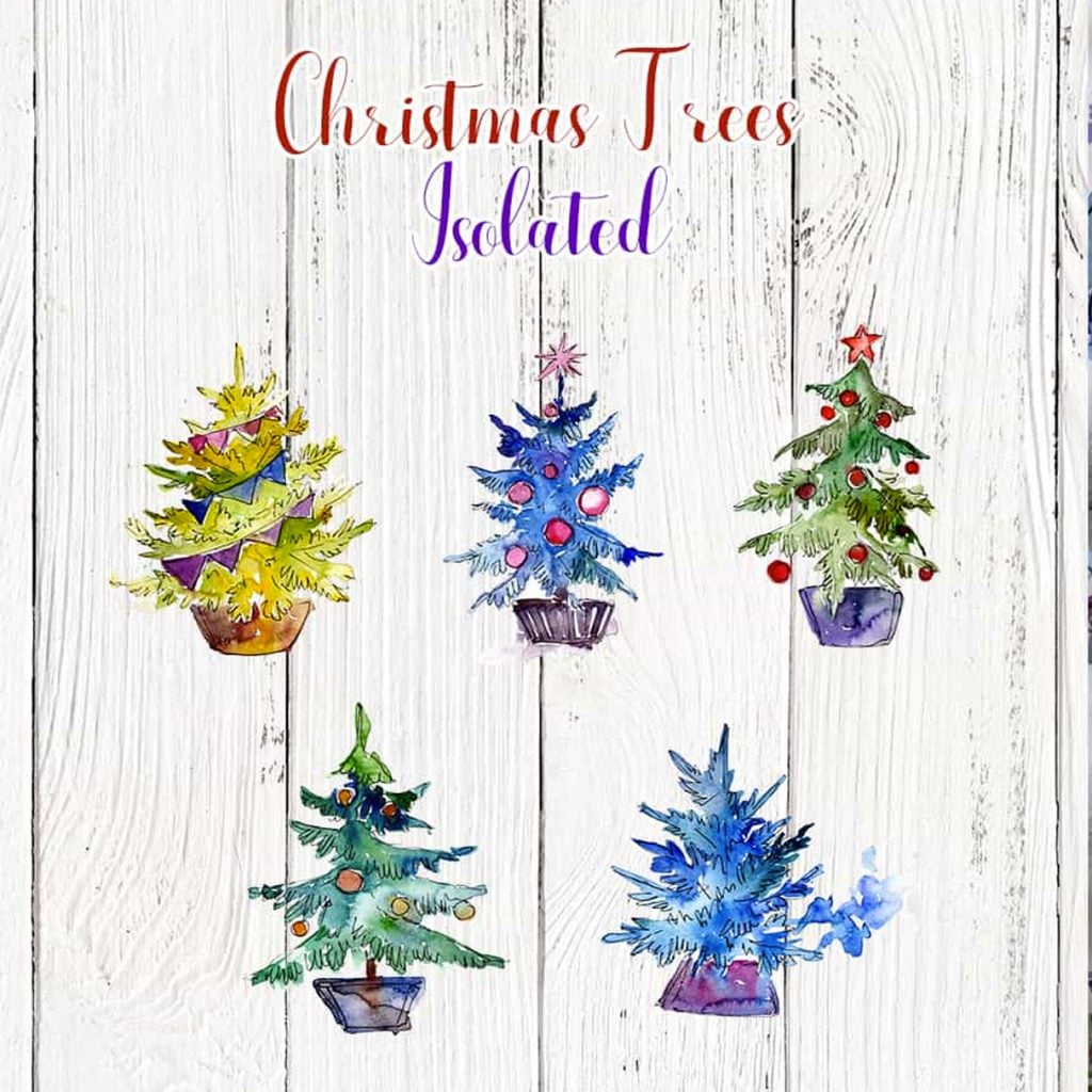 Trees Christmas PNG Watercolor Set - $11 – MasterBundles