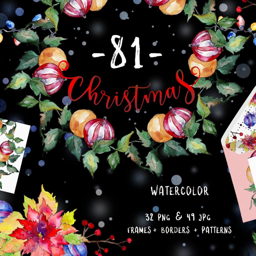 Christmas Happy Holiday PNG Watercolor Set - $11 – MasterBundles
