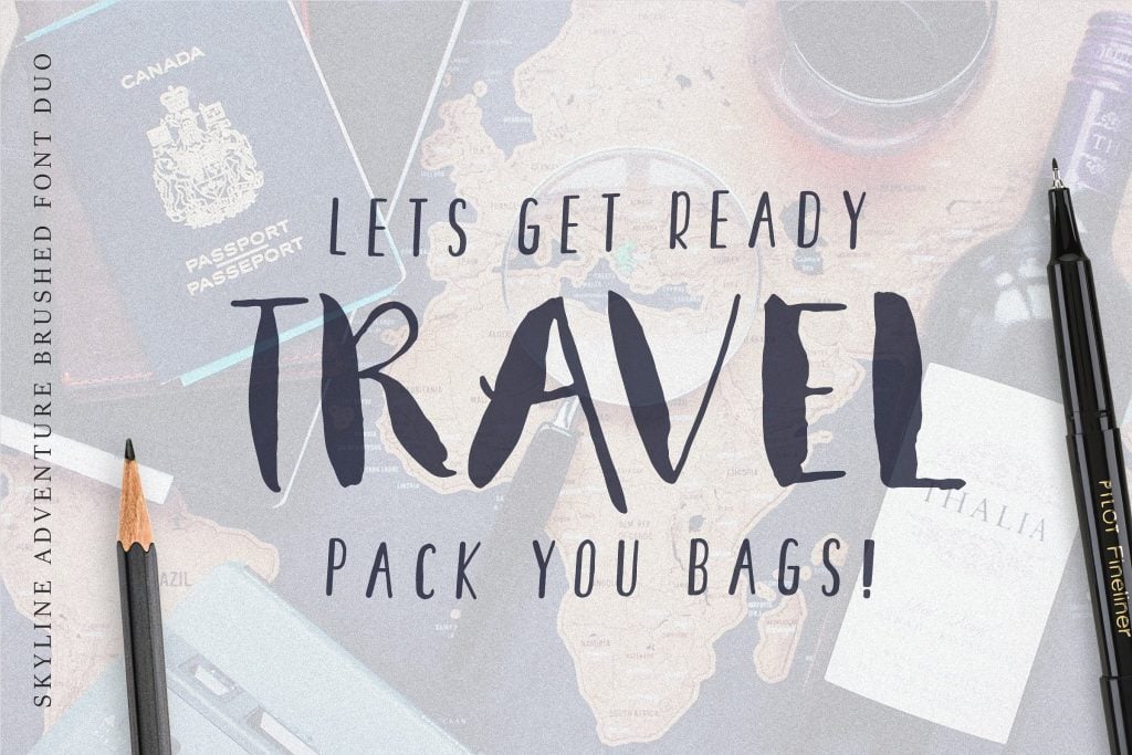 Font Duo Skyline Adventure Brushed + Vector Elements - $10 | Master Bundles