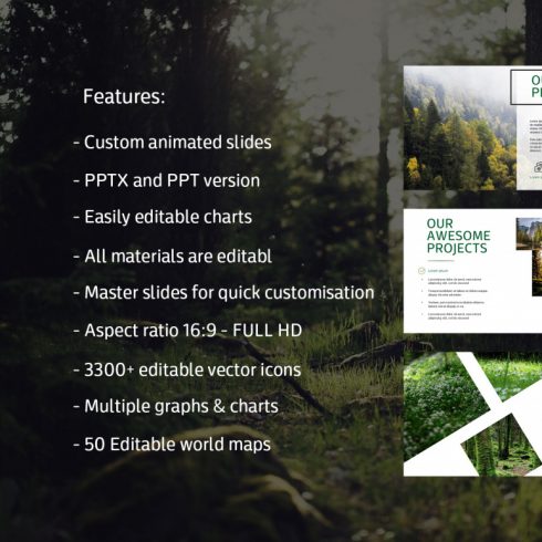 130+ Slides Unique Forest PowerPoint Template + BONUS – MasterBundles
