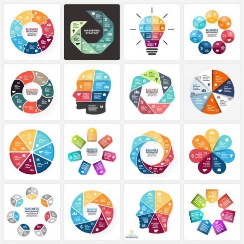 340 Unique Financial Infographics | PRO in PSD, EPS, AI and JPEG