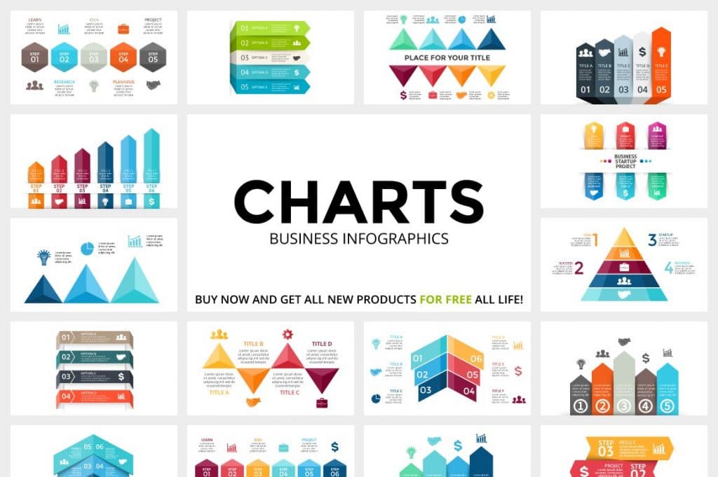 42 CHARTS Infographics Description - MasterBundles