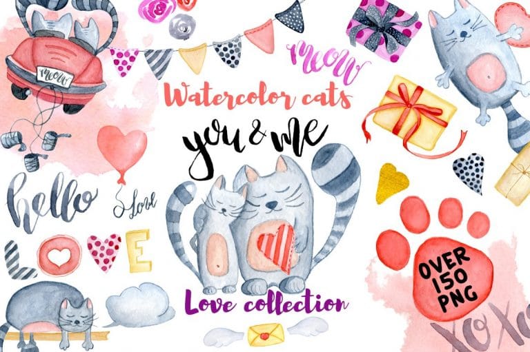 Watercolor Love Сats Сollection - $14 – MasterBundles