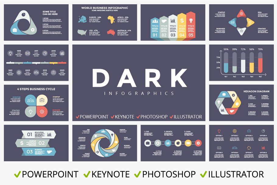 165 DARK Infographics Bundle - MasterBundles