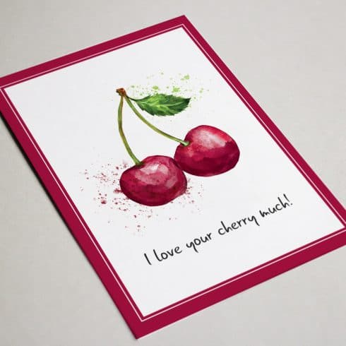 I love your Cherry much! Valentine's Day Card | MasterBundles