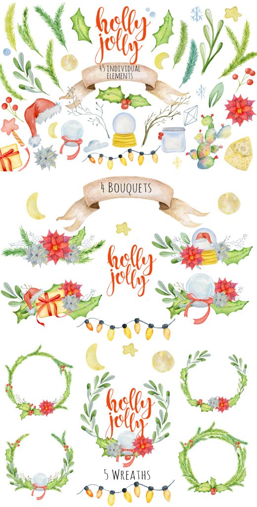 Winter Wonderland Clipart: 14 Christmas Watercolor Clipart Bundles in 1 ...