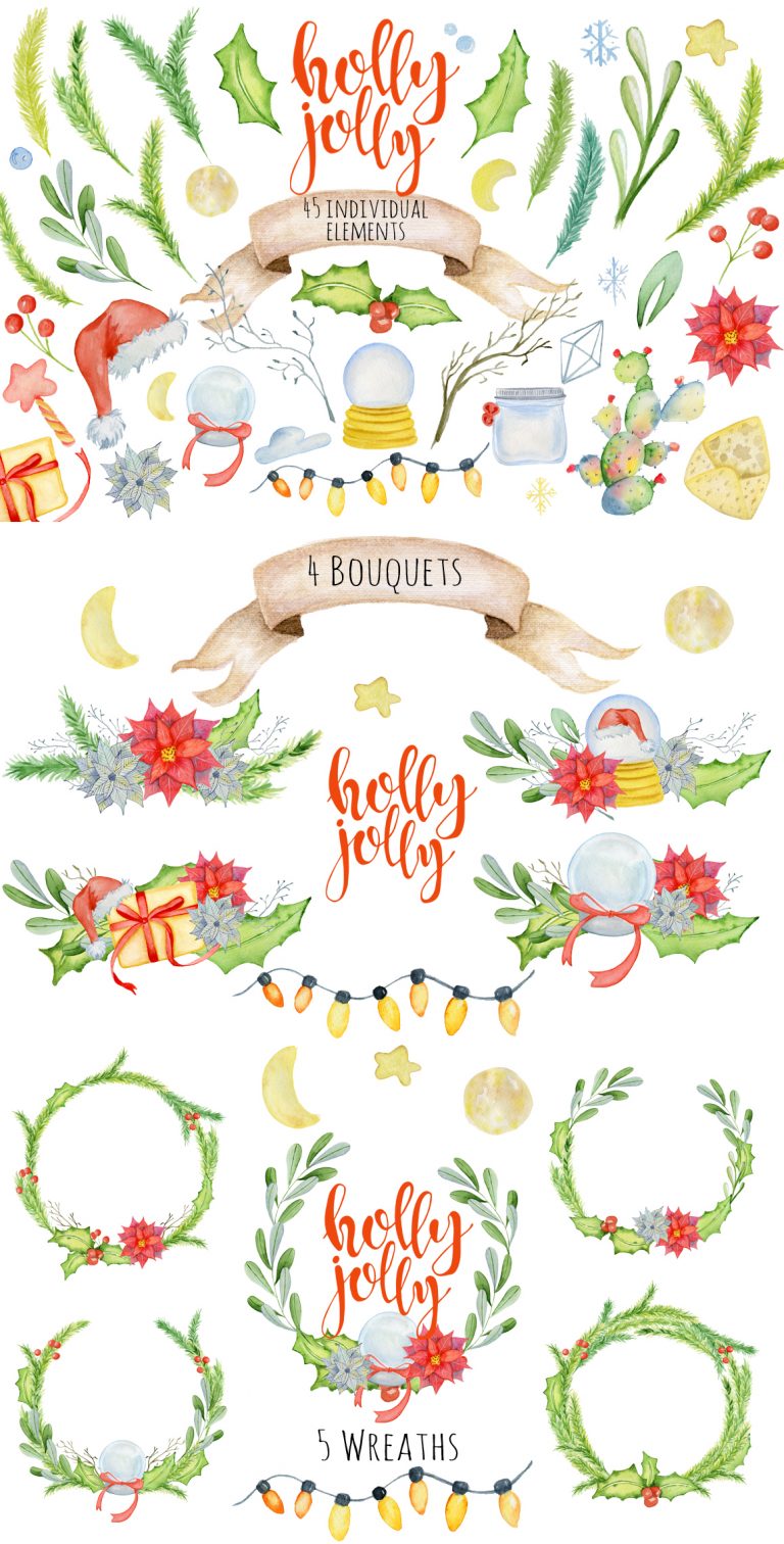 Winter Wonderland Clipart: 14 Christmas Watercolor Clipart Bundles in 1 ...