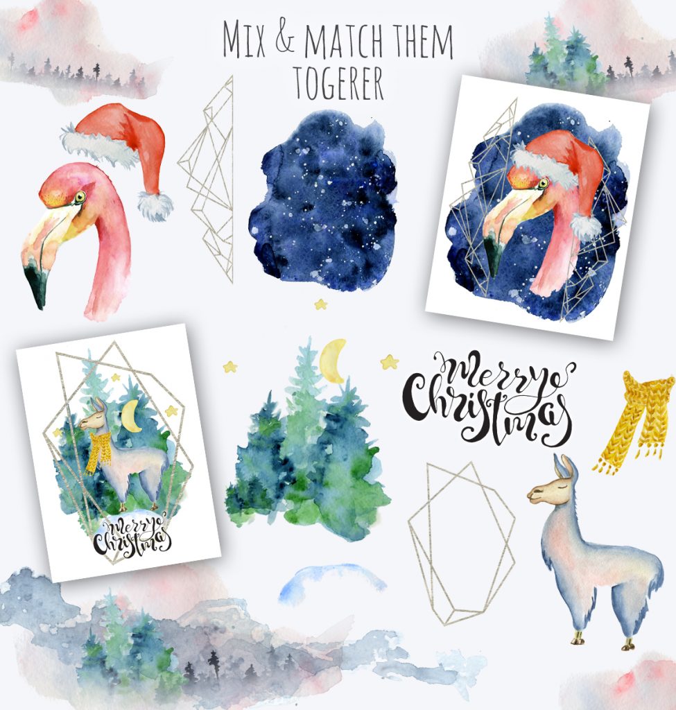 Winter Wonderland Clipart: 14 Christmas Watercolor Clipart Bundles in 1 ...