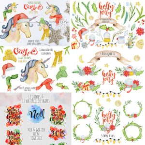 Winter Wonderland Clipart: 14 Christmas Watercolor Clipart Bundles in 1 ...