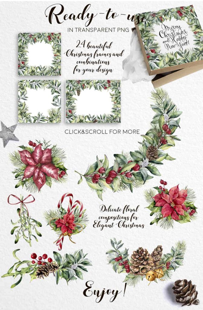Elegant Watercolor Christmas Bundle - $18 – MasterBundles