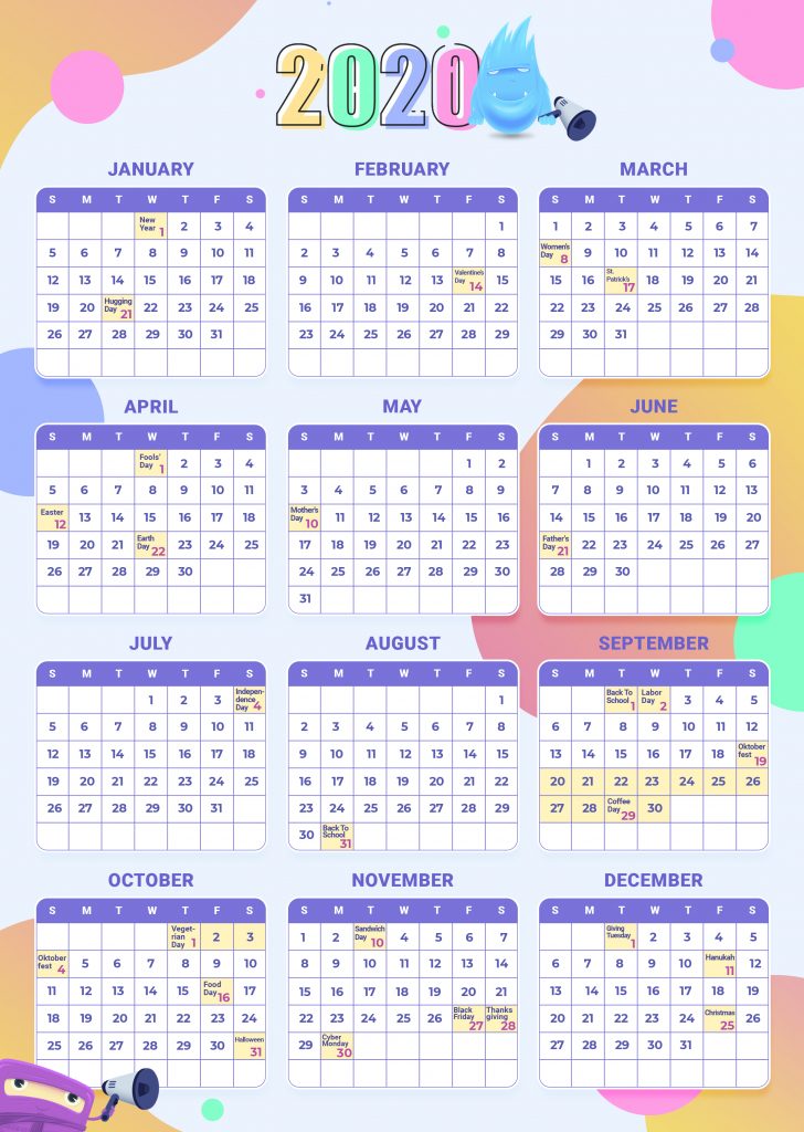 Free Holiday Wall Calendar Template for 2021 – MasterBundles