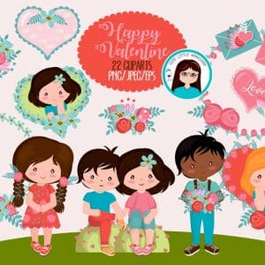 22 Cute Valentine Cliparts - $5 | Master Bundles