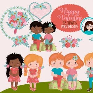 22 Cute Valentine Cliparts - $5 | Master Bundles