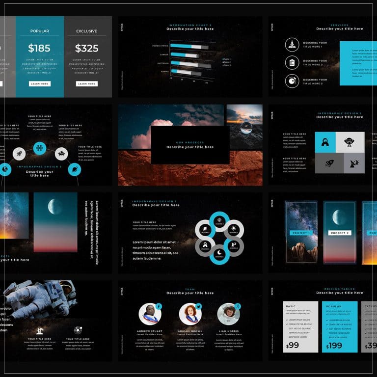 Space Powerpoint Template | Google Slides Space Theme. Best 50 Slides ...