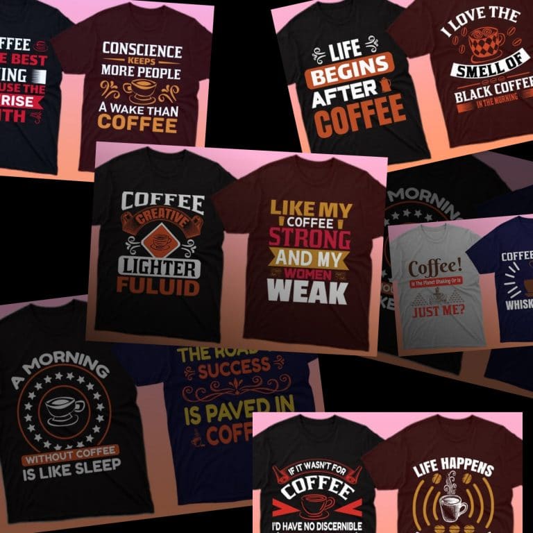 50 Editable Coffee T-shirt Desig | MasterBundles