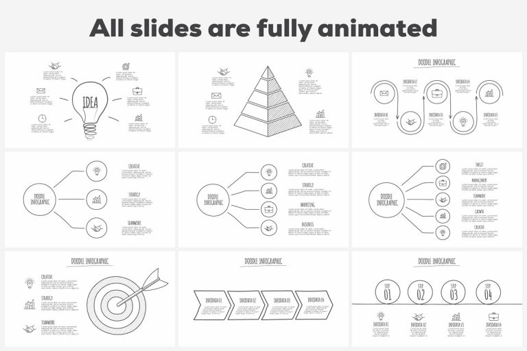 Doodle Presentation: 30 Infographics & Slides AI, PSD, EPS, KEY, PDF ...