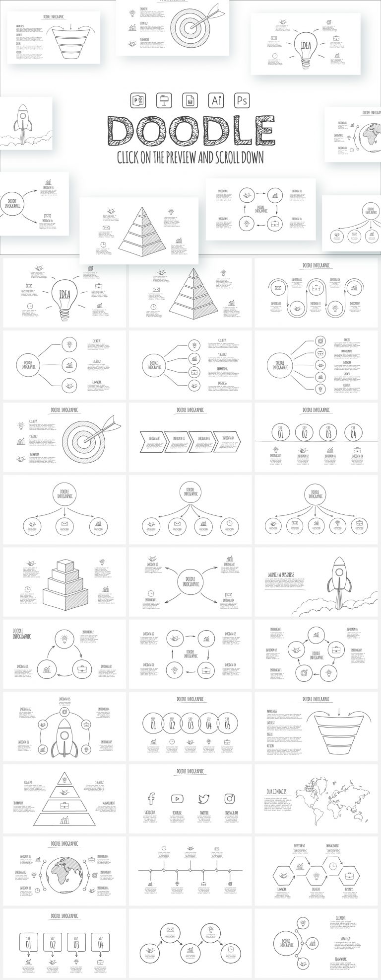 Doodle Presentation: 30 Infographics & Slides AI, PSD, EPS, KEY, PDF ...