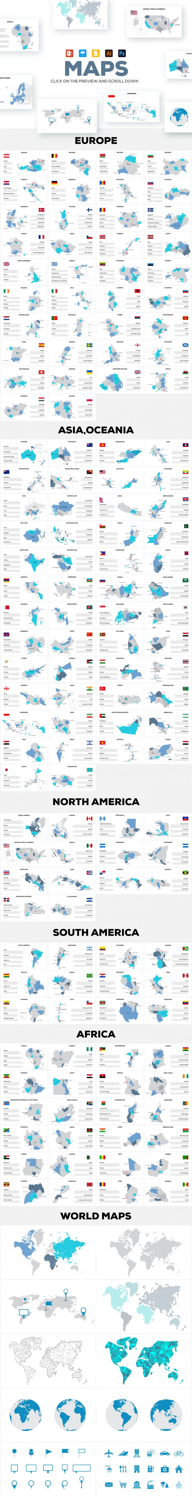130 Animated Maps 2021: Map Infographics & Powerpoint Elements AI, PSD ...