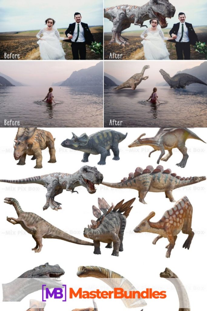 Dinosaur Overlay Bundle: 34 PNG Photo Overlays – MasterBundles