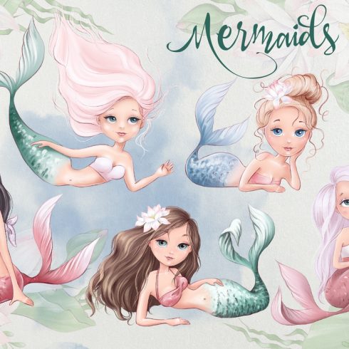 Mermaid Character Design: Mermaids, Fishes, Sea Elements – MasterBundles
