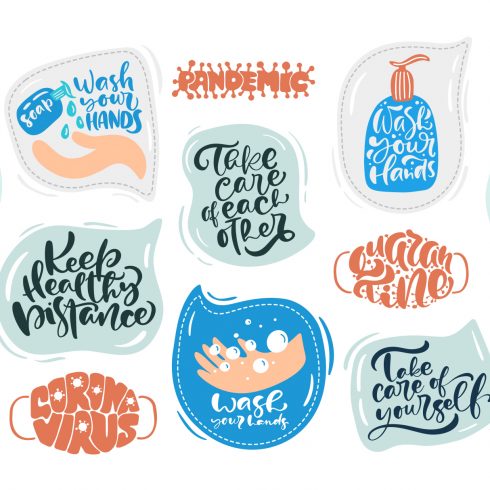 Coronavirus prevention stickers. COVID-19 – MasterBundles